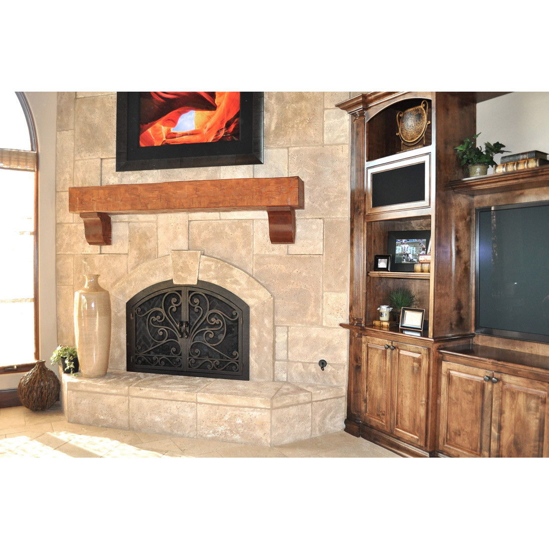 Faraday Arched Fireplace Door - Wrought Iron