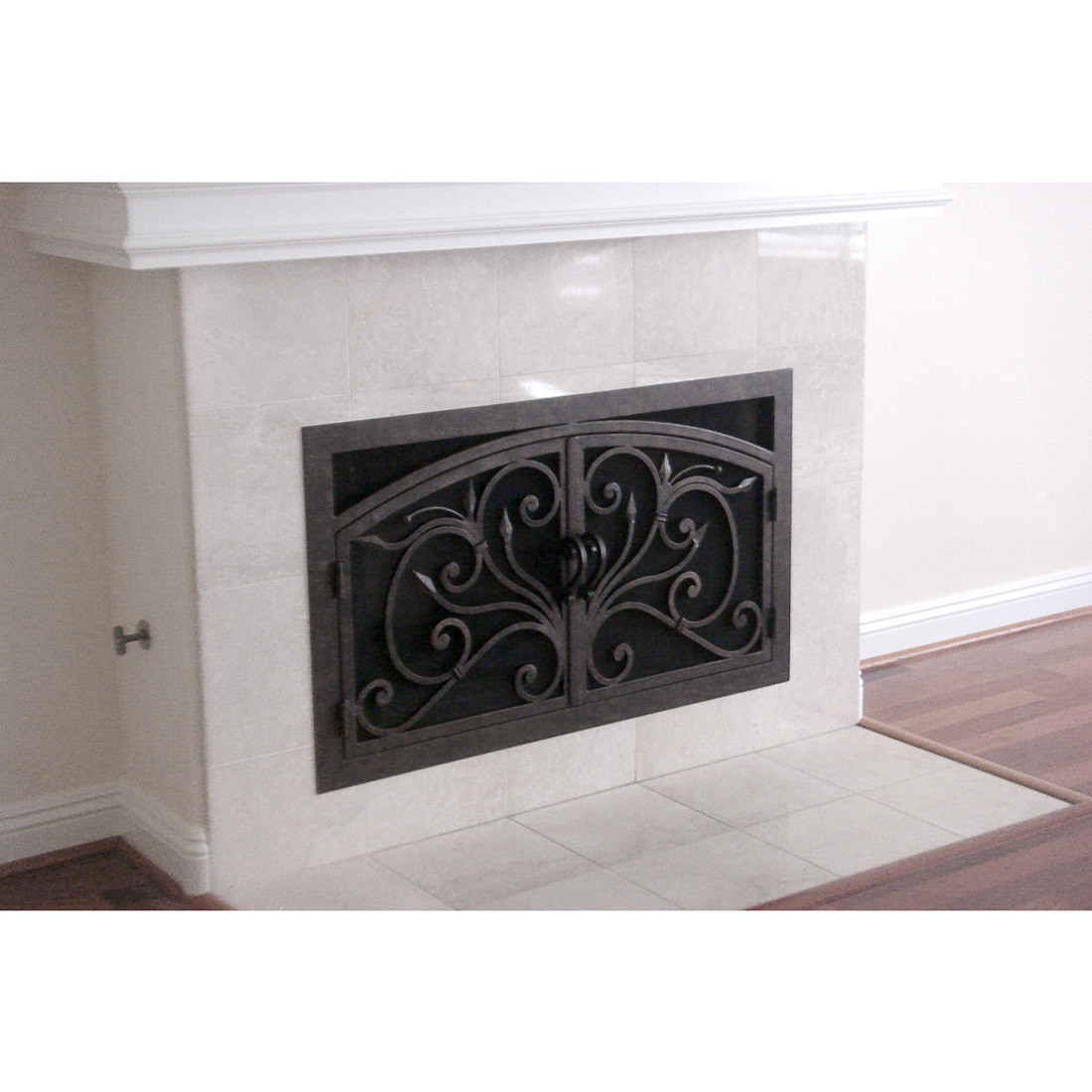 Orchid Rectangular Inside Arch Fireplace Door - Wrought Iron