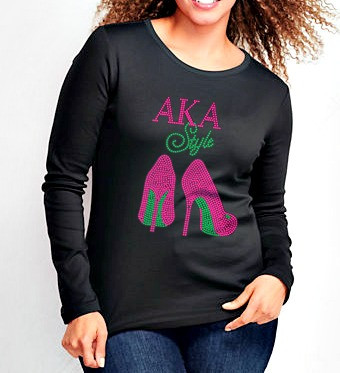 AKA High Heel Rhinestone Tee - Prime Heritage Gifts