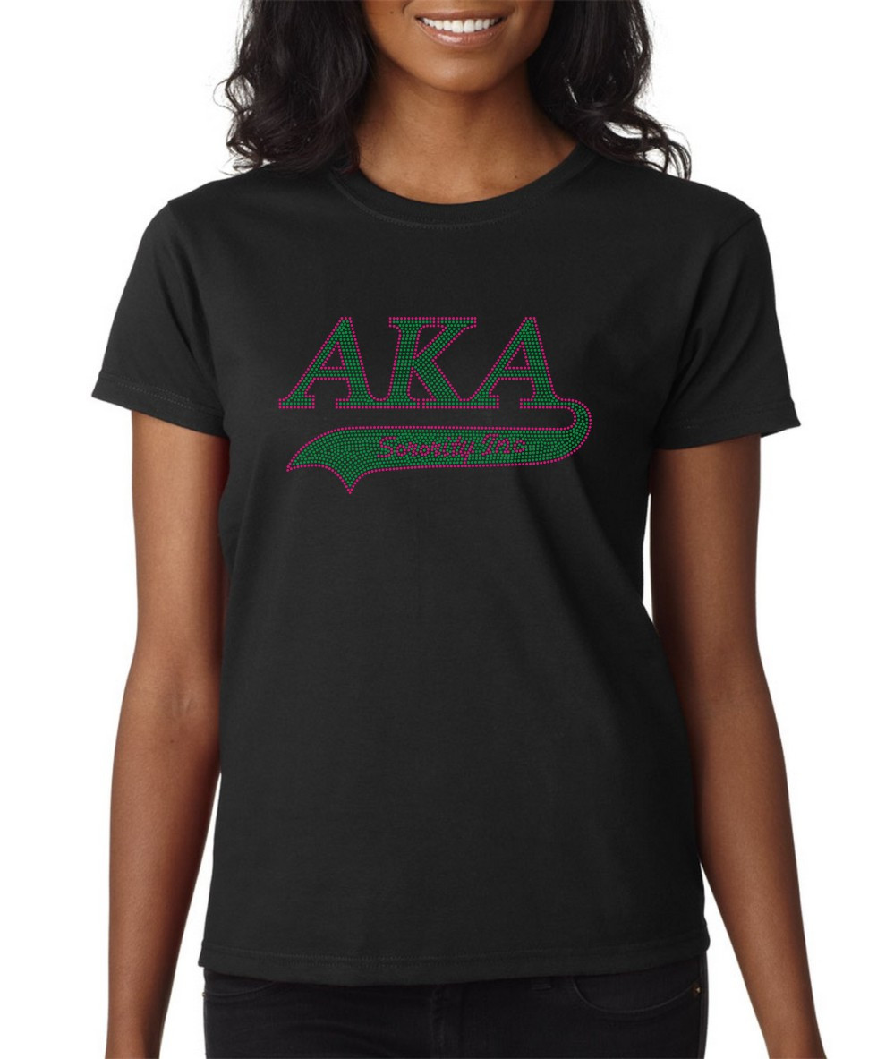 AKA Sorority Rhinestone Tee - Prime Heritage Gifts
