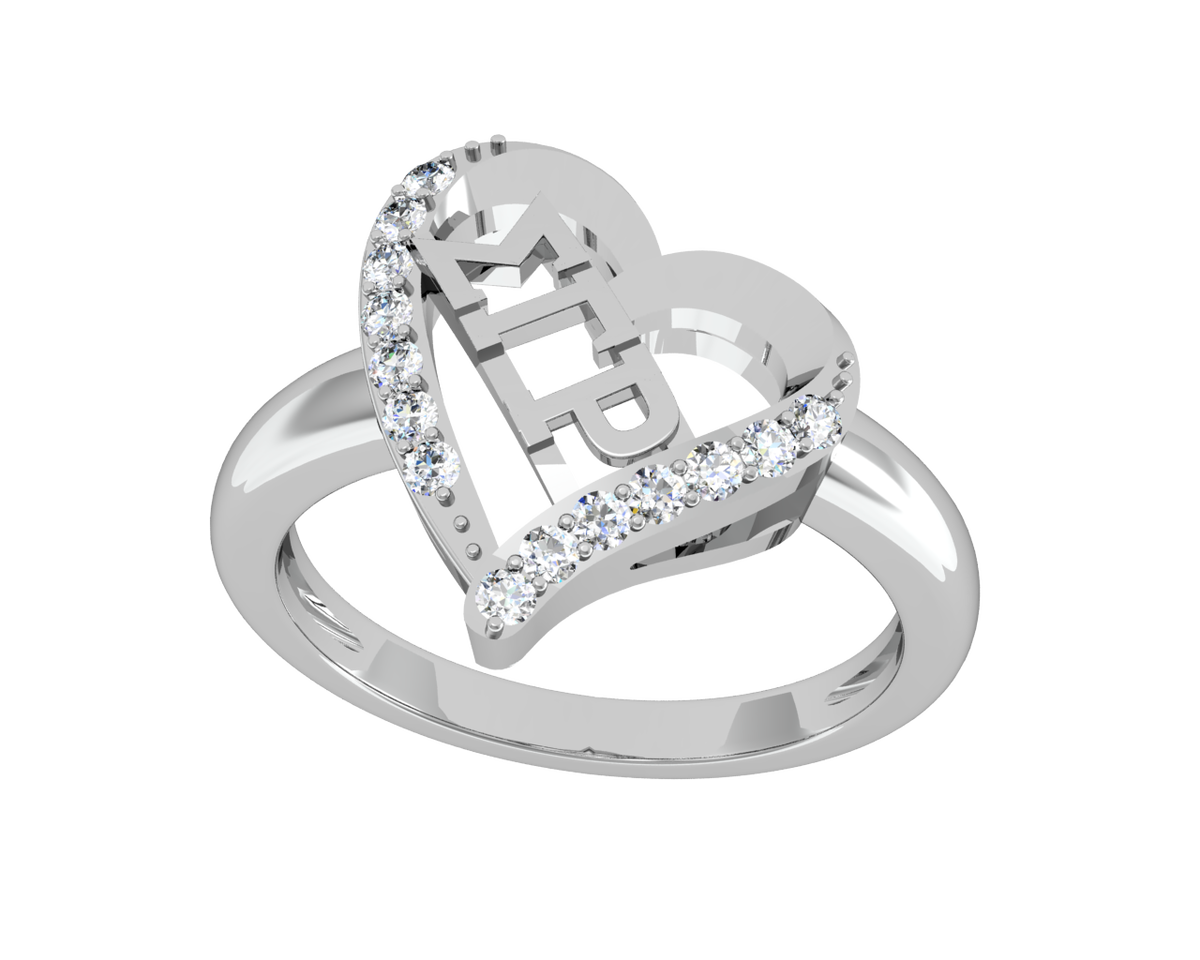 SIGMA GAMMA RHO HEART SILVER RING - Prime Heritage Gifts