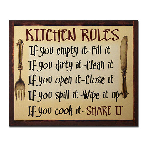 Kitchen Rules Wall Plaque - Prime Heritage Gifts