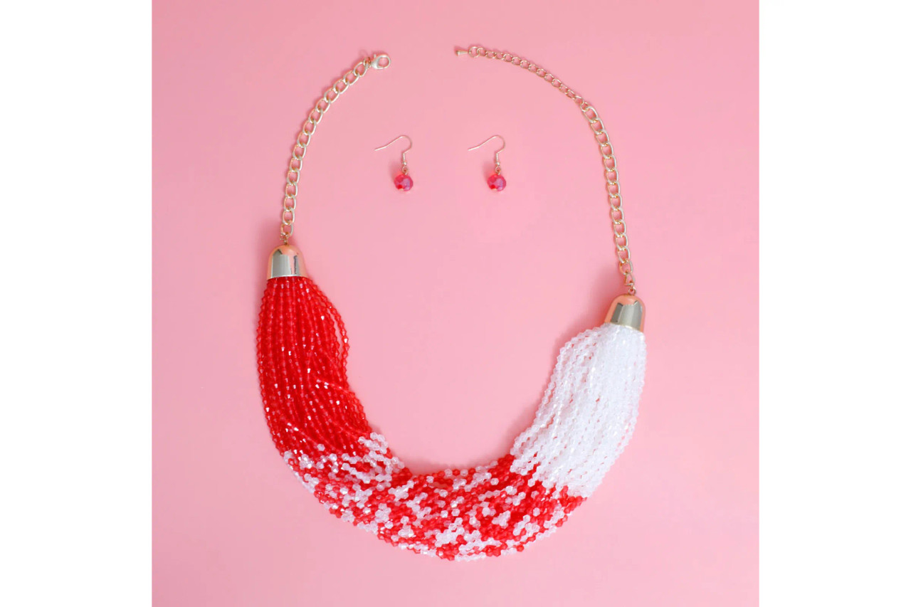 34 Strand Red White Bead Set - Prime Heritage Gifts