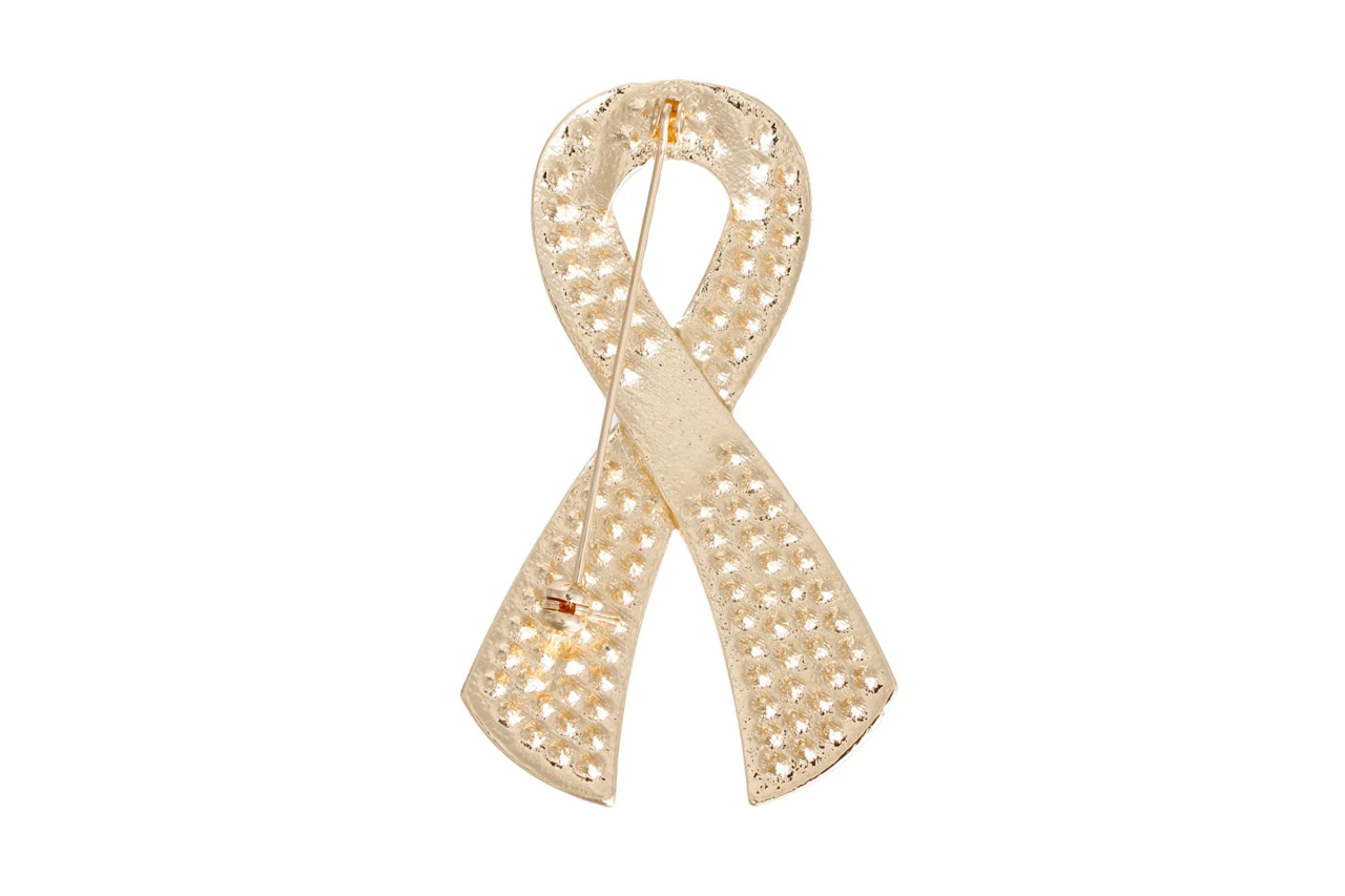 Gold Pink Ribbon Brooch - Prime Heritage Gifts
