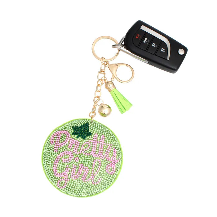 AKA Sorority Green Pretty Girl Padded Keychain - Prime Heritage Gifts