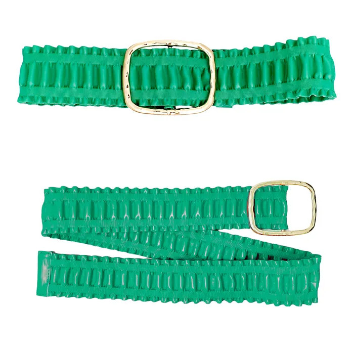 Belt Green Ruffled Wide Stretch - Prime Heritage Gifts