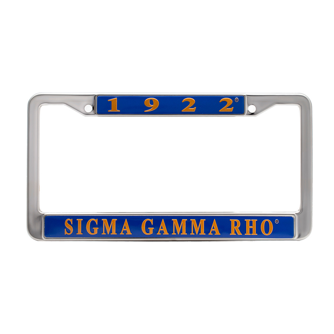 License Plate Frame – Sigma Gamma Rho, Blue - Prime Heritage Gifts