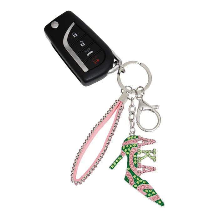 Keychain AKA Sorority Pink Green Heel - Prime Heritage Gifts