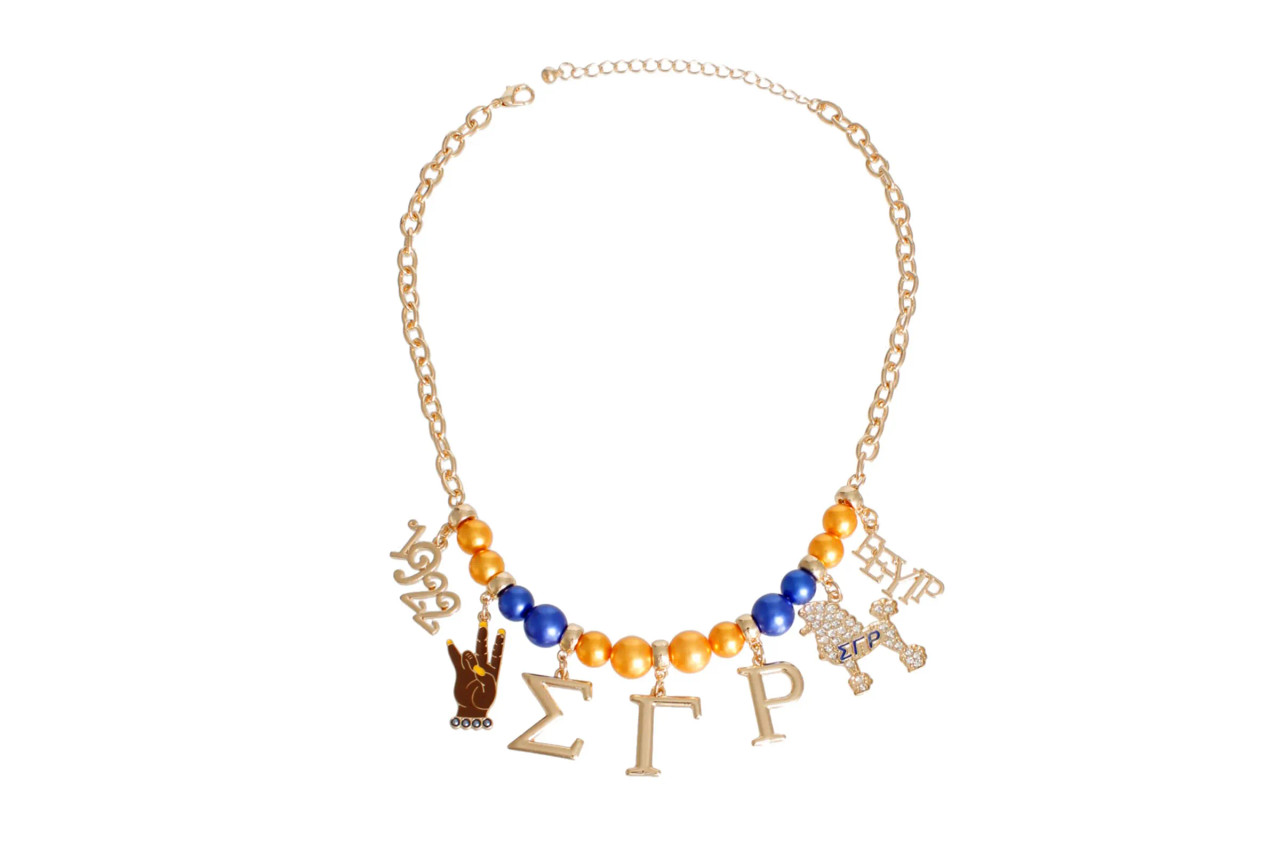 Blue Gold Pearl Sigma Necklace(BCAM) - Prime Heritage Gifts