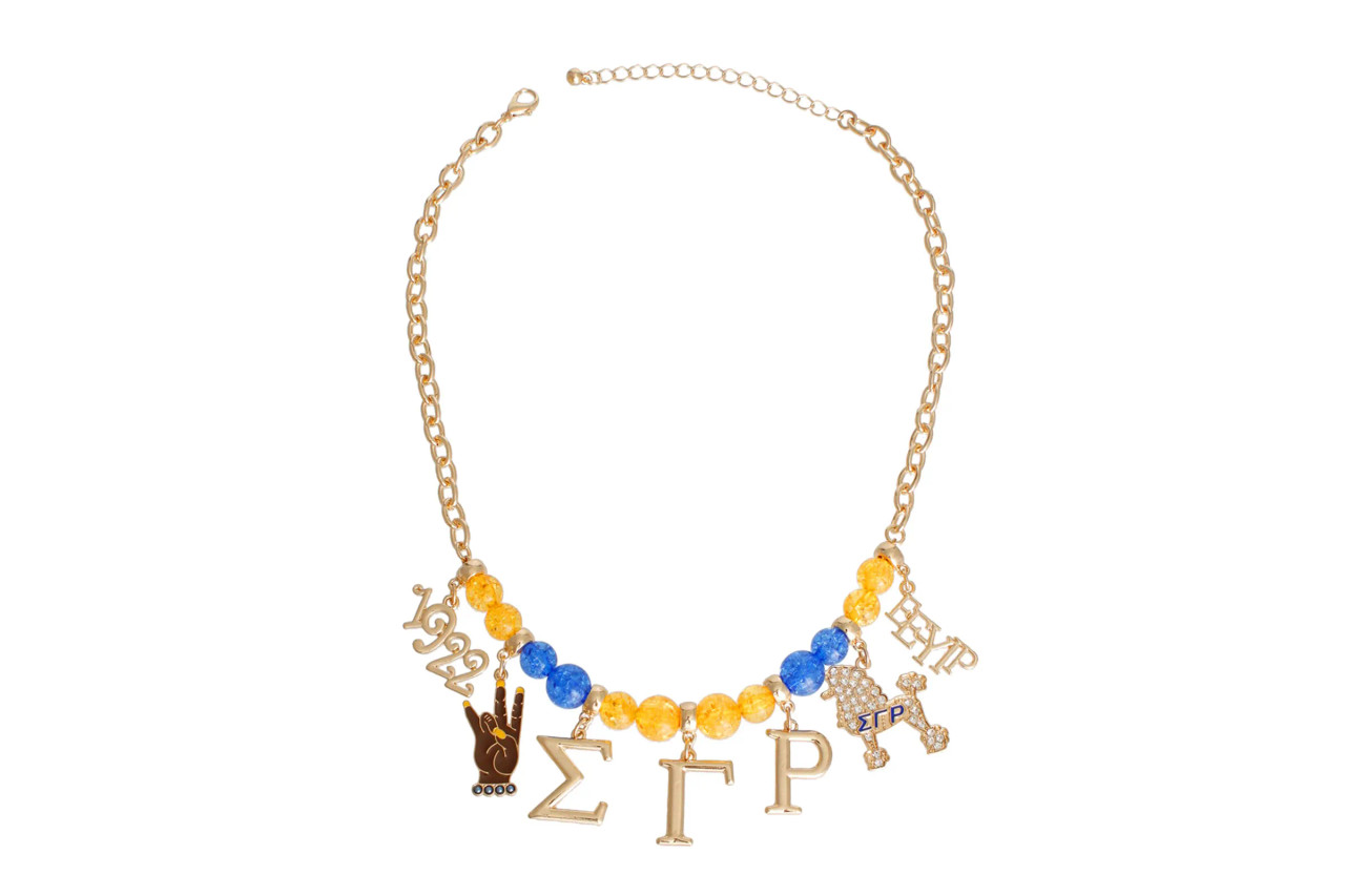 Blue Bead Sigma Necklace(BCAM) - Prime Heritage Gifts