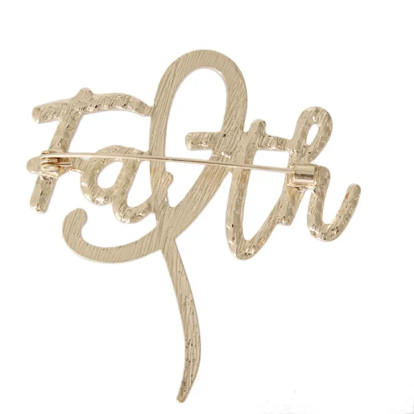Pink Ribbon Faith Brooch (Gold) - Prime Heritage Gifts