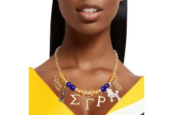 Blue Gold Bead Sigma Necklace - Prime Heritage Gifts
