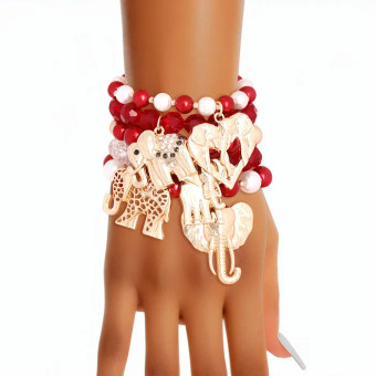 Mixed Red White Elephant Bracelets - Prime Heritage Gifts
