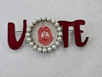 DST VOTE Brooch With Shield and Pearls. ( White Blackground) - Prime ...