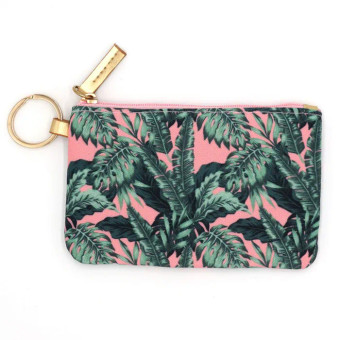 Pink Green Tropical Leaves ID Wallet - Prime Heritage Gifts