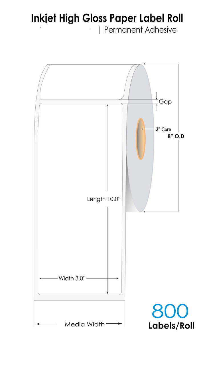 TM-C7500 3" x 10" NP High Gloss Labels 800/Roll 8" OD Roll | DuraFast Label