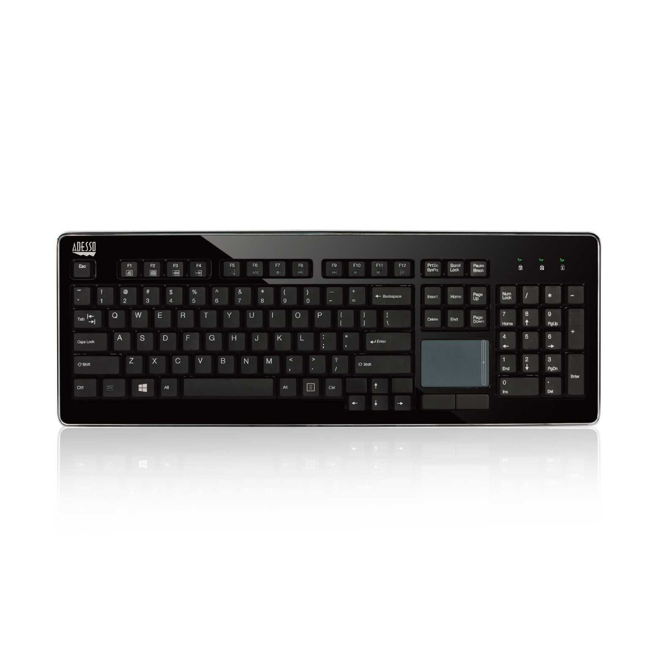 Adesso WKB-4400UB | wireless Full size Touchpad keyboard | DuraFast Label