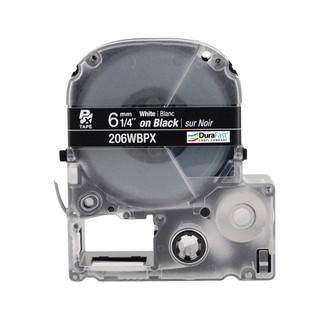 Epson 206WBPX 1/4" Black Glossy Polyester Label PX Tape | DuraFast Label