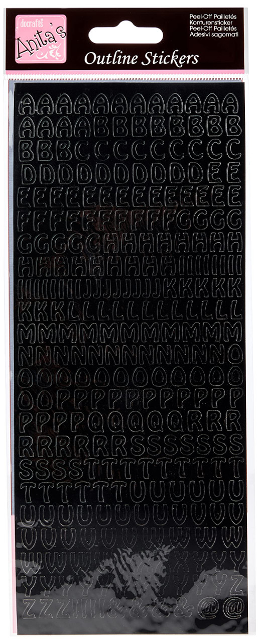 Outline Stickers - Alphabet - Black - iartsupplies