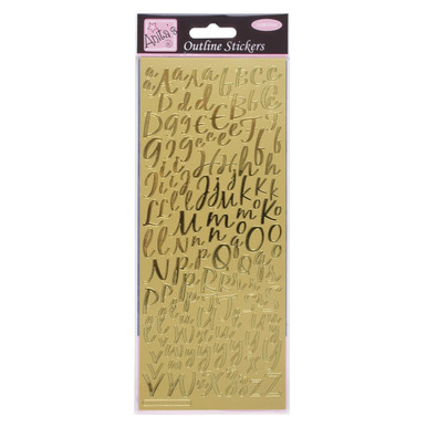 Outline Stickers - Modern Alphabet - Gold - iartsupplies