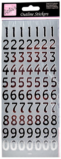 Outline Stickers - Large Numbers - Silver - iartsupplies
