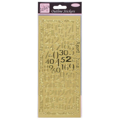 Outline Stickers - Months And Numbers - Gold - iartsupplies