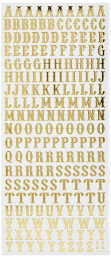 Outline Stickers - Traditonal Alphabet - Gold on White - iartsupplies