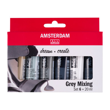 Amsterdam Acrylic Sets 6 X 20ml Grey Mixing Colours - iartsupplies