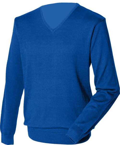 Henbury Lightweight Cotton Acrylic V Neck Sweater