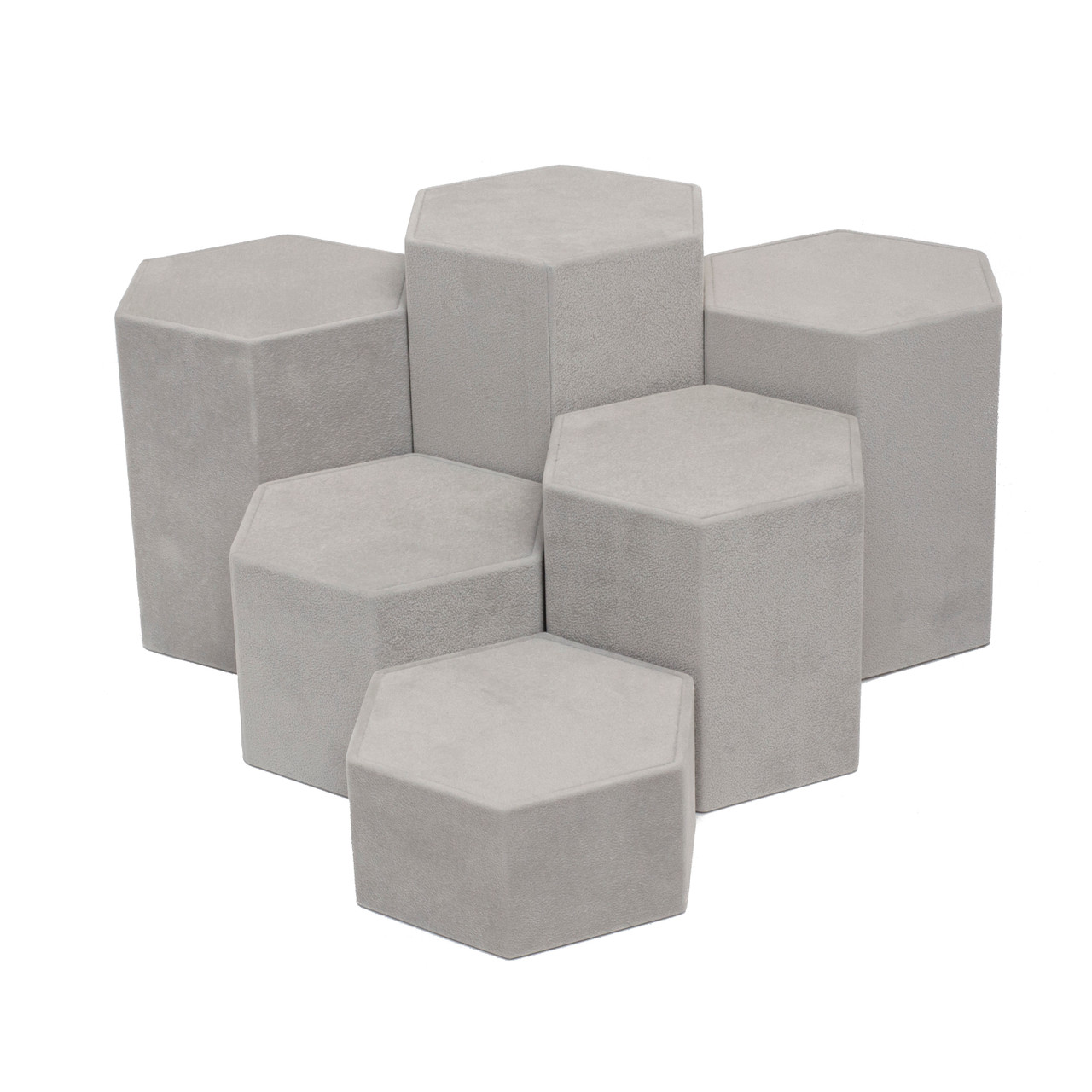 Suede Hexagon Riser Set - 6 Piece - IntercomUSA