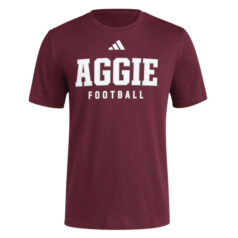 Adidas Men's Maroon Aggie Football Pregame Tee - Maroon U