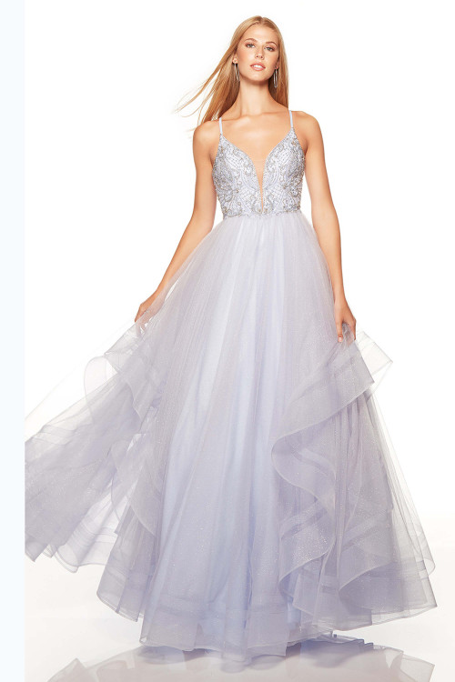 Lace-Up Tulle Prom Dress by Alyce 61298- Promheadquarters.com