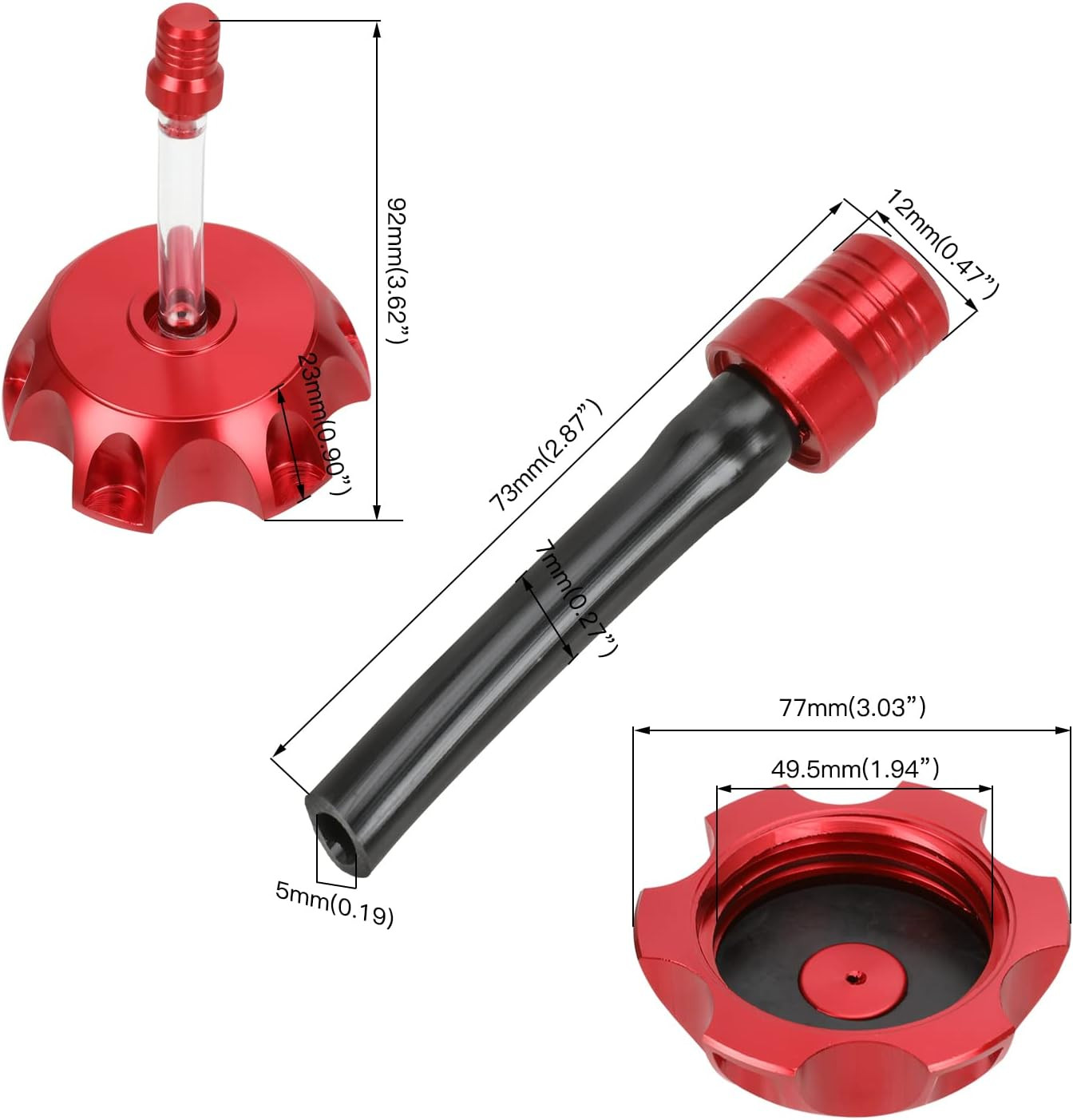Red CNC Aluminum Gas Fuel Tank Cap with Breather Valve