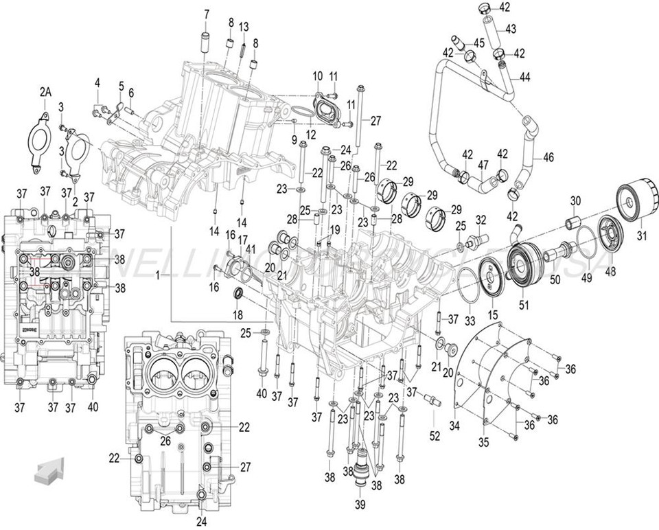 CRANKCASE ASSEMBLY BLACK FOR BENELLI LEONCINO - East Central Sports