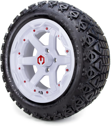 14" MODZ® Gladiator Glossy White Golf Cart Wheels and All-Terrain Tires ...
