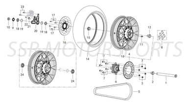 REAR WHEEL WITH CUSH DRIVE DAMPERS for QJ SRK750X - East Central Sports