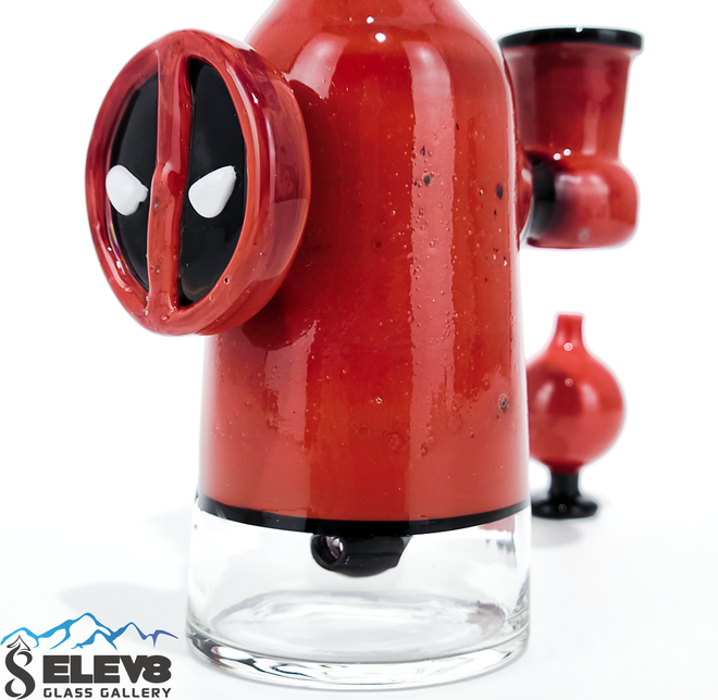 Water Pipe Bong - Deadpool Rig with Carb Cap by John Fischbach #877 - Elev8