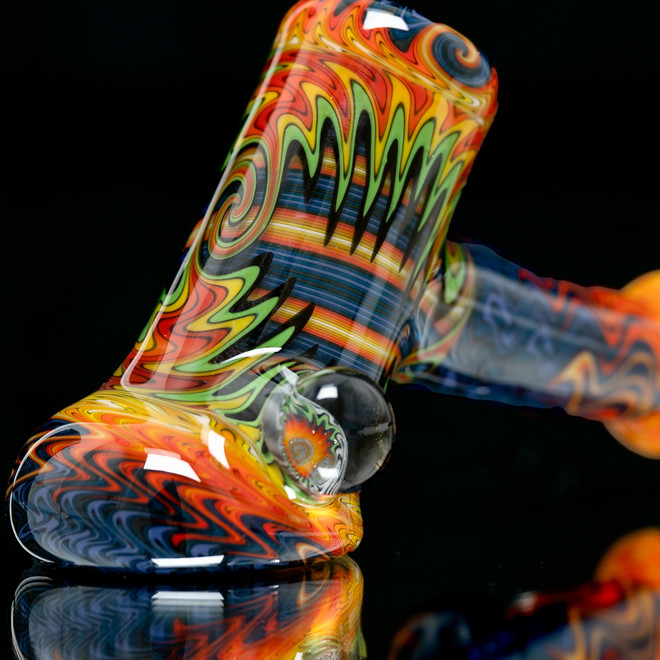 Flower Pipe - Wig Wag Hammer Pipe with UV Accents by Andy G. #453 - Elev8