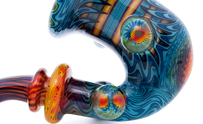 Flower Pipe - Wig Wag Sherlock Pipe with UV Accents by Andy G. #484 - Elev8