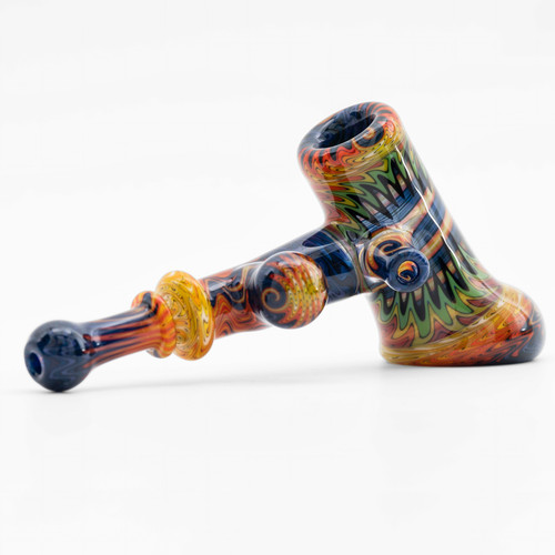 Flower Pipe - Wig Wag Hammer Pipe with UV Accents by Andy G. #453 - Elev8