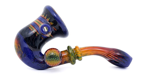 Flower Pipe - Wig Wag Sherlock Pipe with UV Accents by Andy G. #485 - Elev8