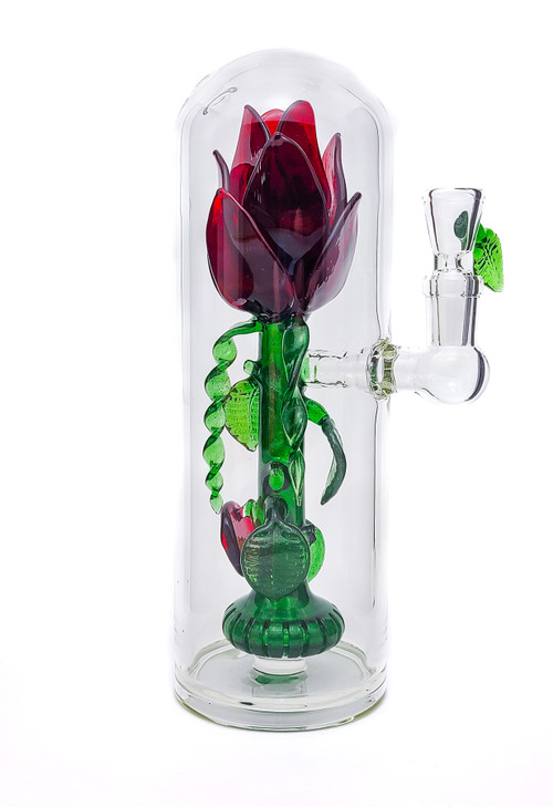 Water Pipe Bong - Thick Red Rose Rig by Charli Glass #1051 - Elev8