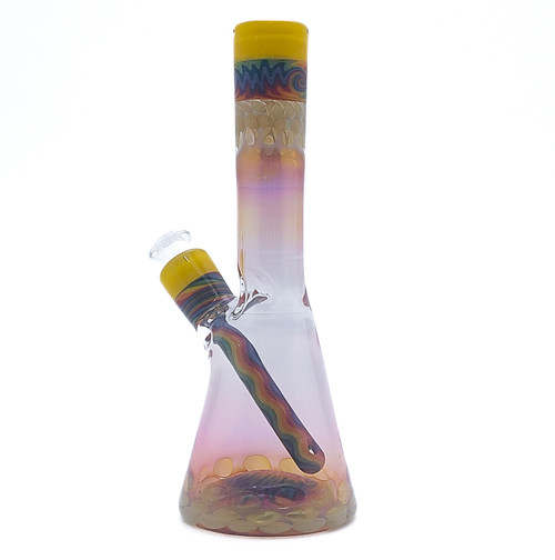 Water Pipe Bong - Yellow and Rainbow Line Work Jammer by NES Glass ...