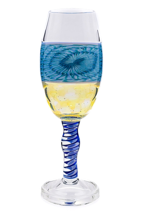 Drinking Glass - Blue Trippy Tech Wine Glass by Steve Kelnhofer #80 - Elev8