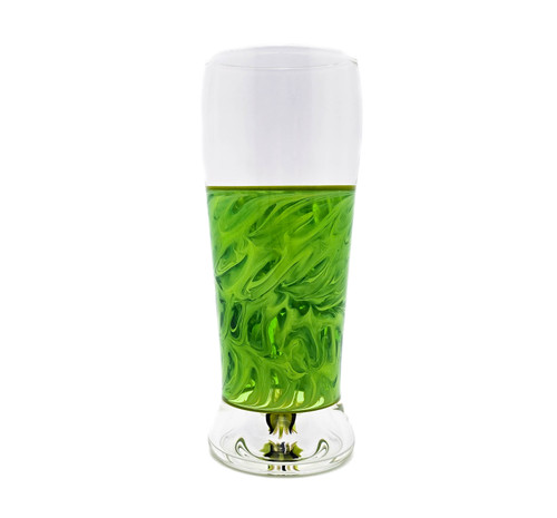 Handmade green glass drinking glass #108 - Elev8