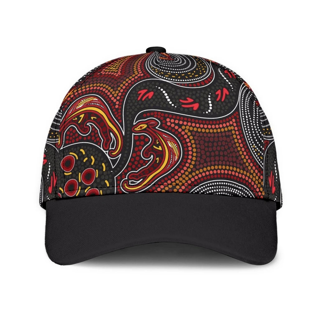 Australia Aboriginal Cap - Aboriginal Art Painting And Snake Ver1
