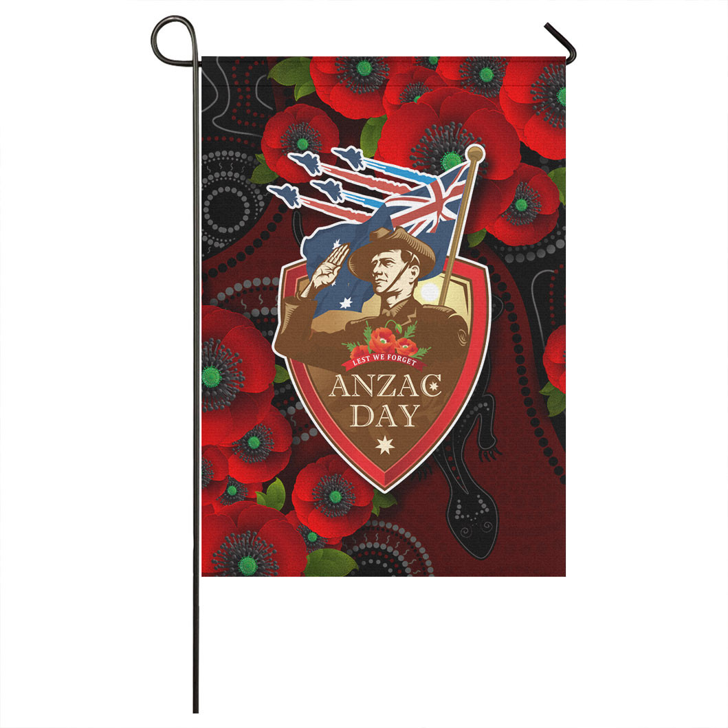 Australia Anzac Day Flag - Aboriginal Art Background With Lizard Poppy ...