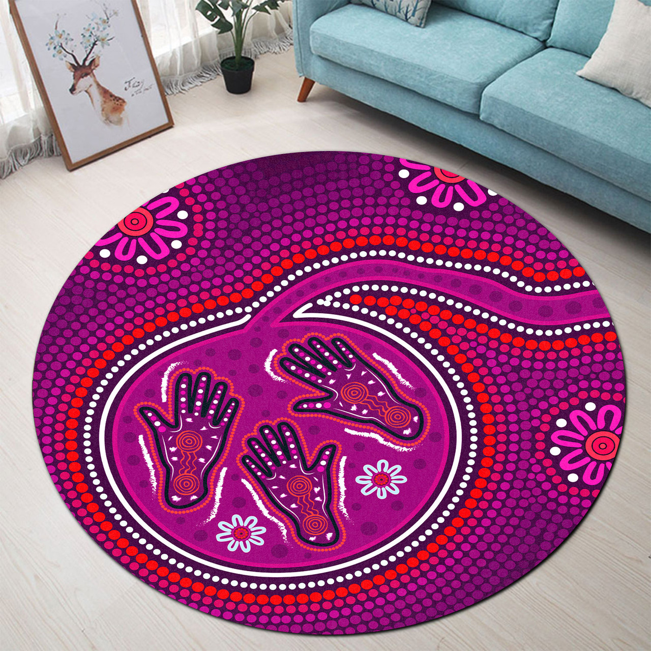 Australia Aboriginal Round Rug - Indigenous Dot aboriginal art with ...