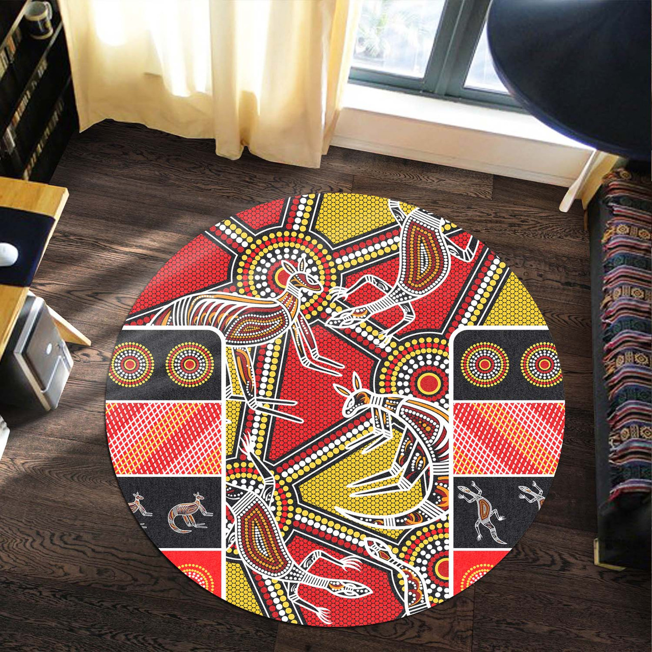 Australia Aboriginal Round Rug - Kangaroo Aboriginal Culture Dot ...