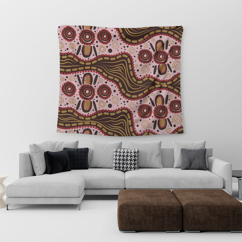 Australia Aboriginal Tapestry - Aboriginal Inspired With Pink ...